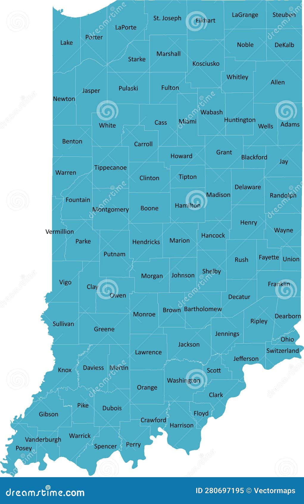 county map of indiana
