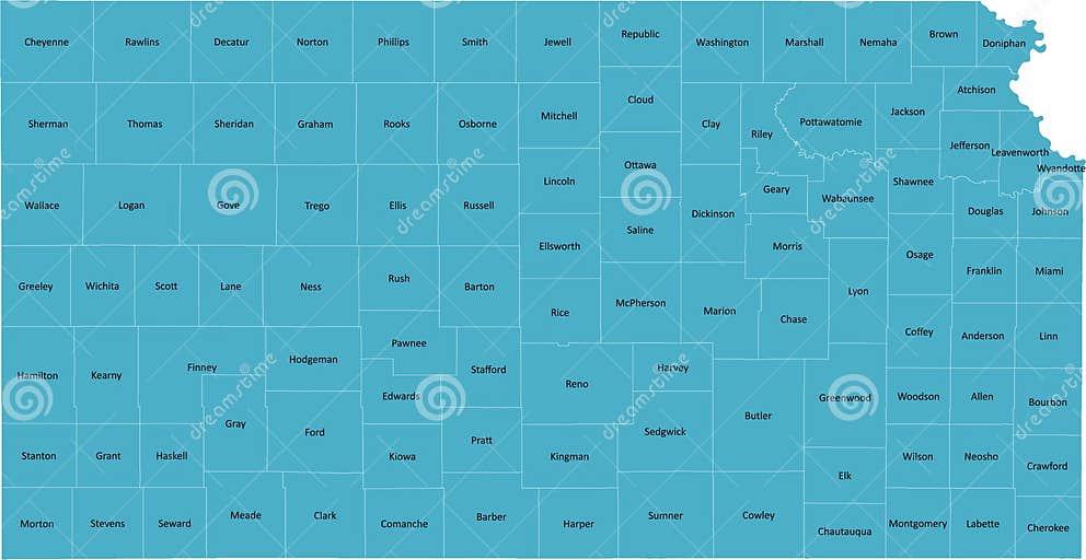 US Kansas county map stock vector. Illustration of states - 280697191