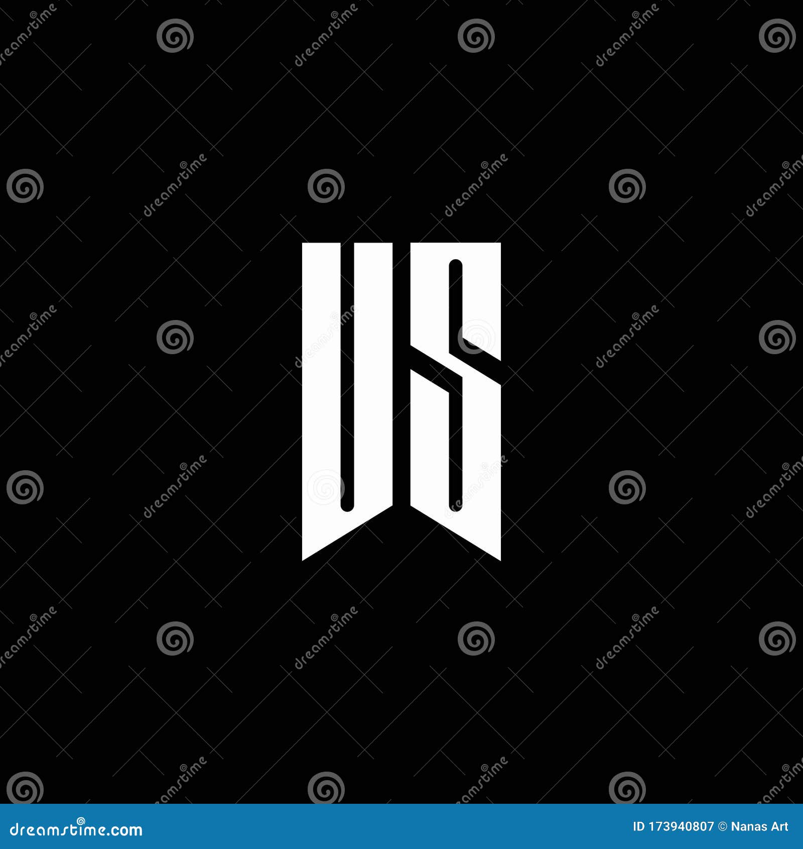 US Logo Monogram with Emblem Style Isolated on Black Background Stock ...
