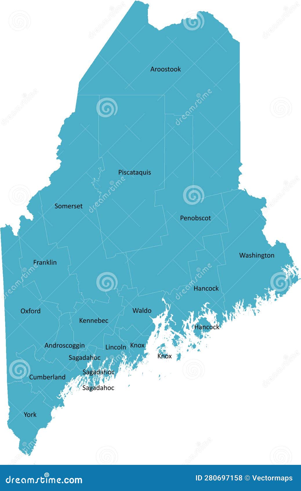 Maine County Map Vector Illustration | CartoonDealer.com #173364908