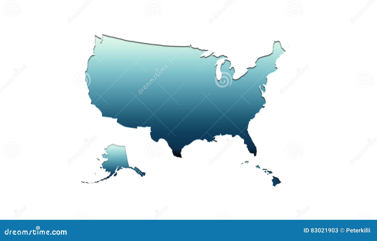 US Map Blue in White Background Stock Illustration - Illustration of ...