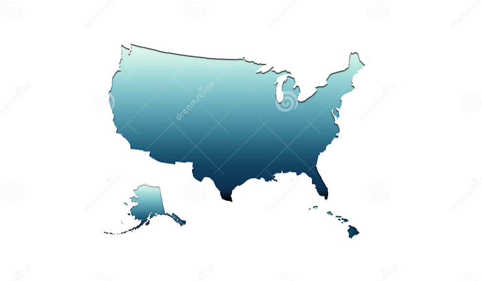 US Map Blue in White Background Stock Illustration - Illustration of ...