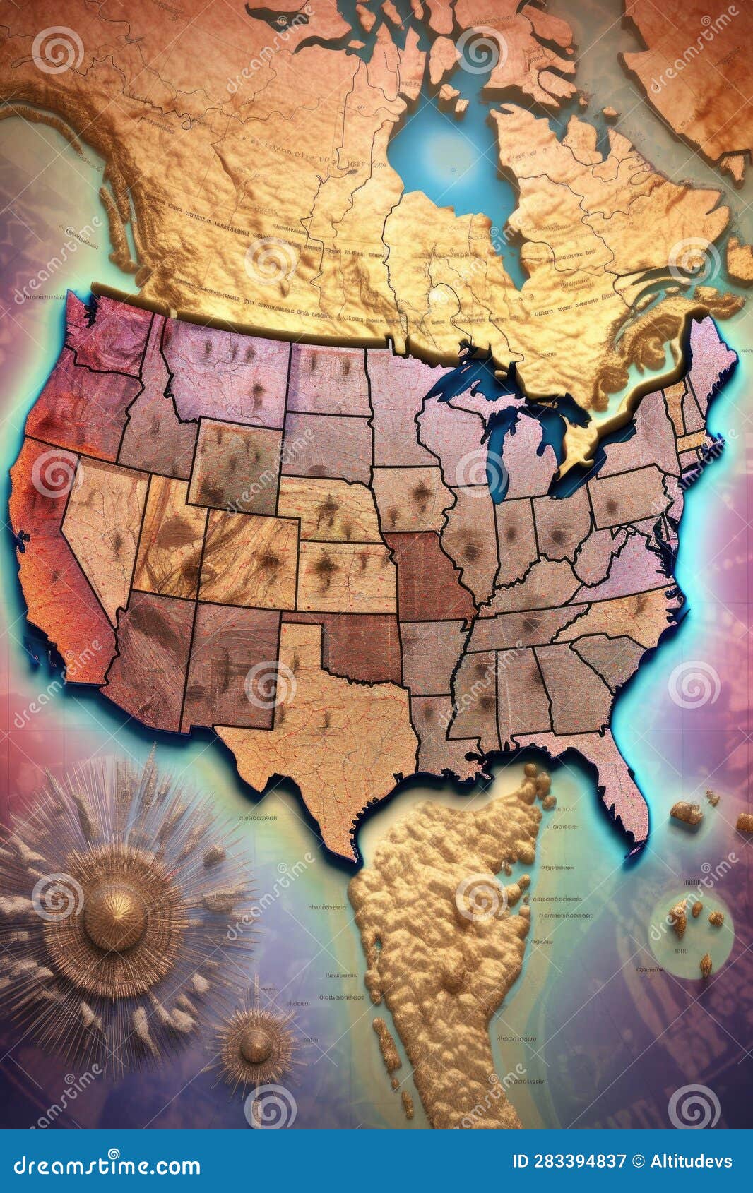 Us Map with Climate Zones and Weather Patterns Stock Image - Image of ...