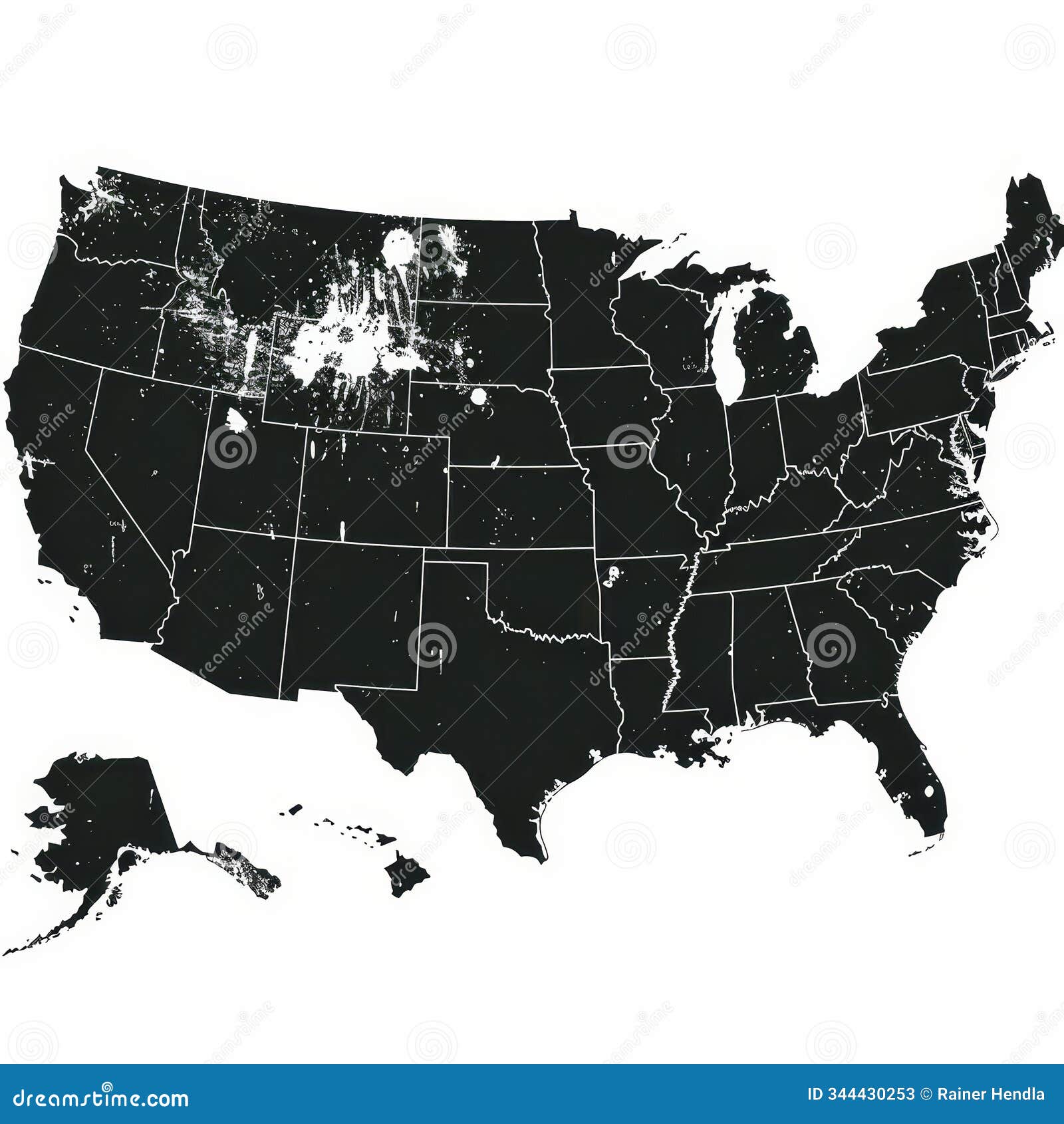 US Map With Highlighted Chloropleth Areas For Data Visualization Stock ...