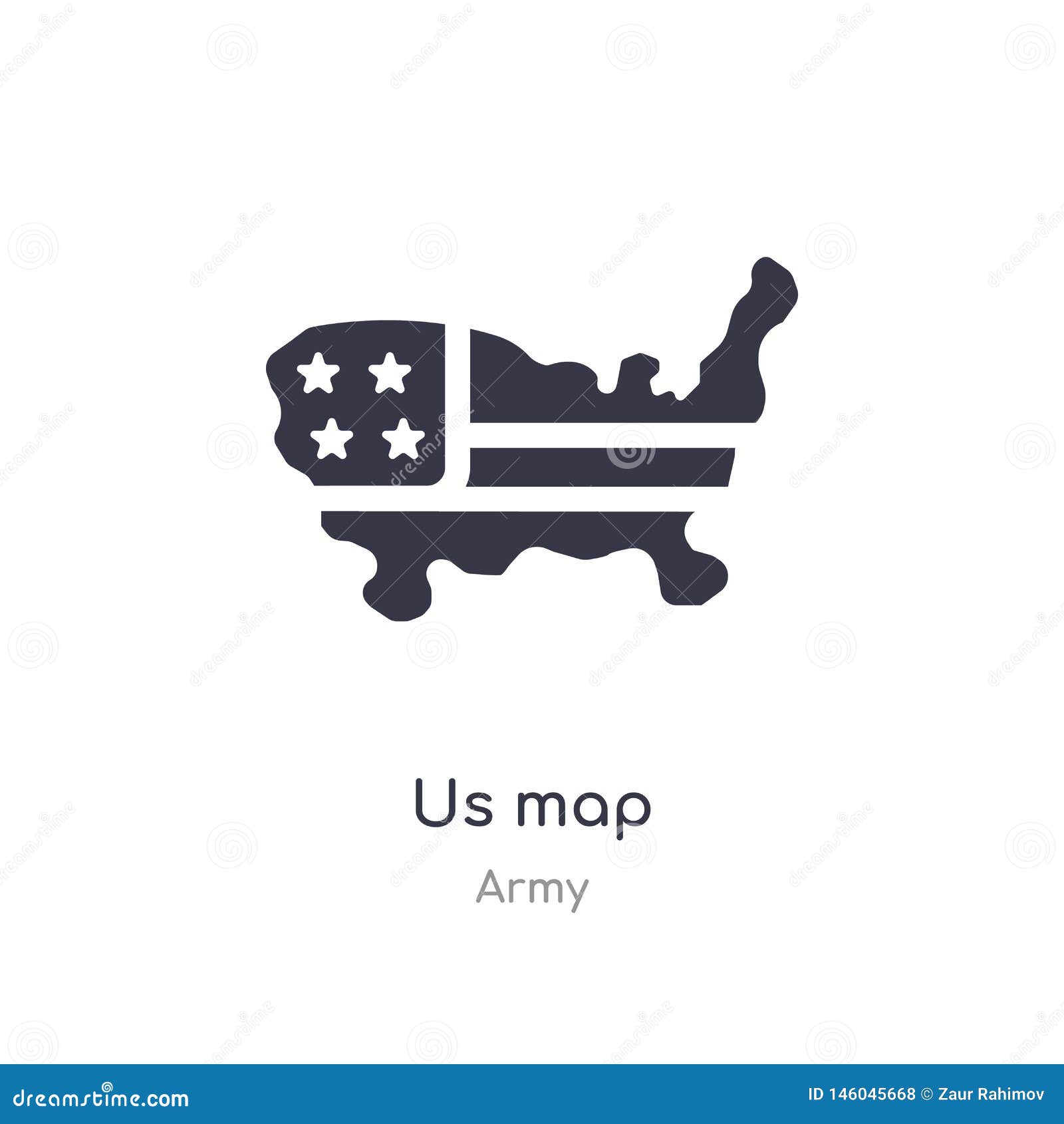 Us Map Icon. Isolated Us Map Icon Vector Illustration from Army ...