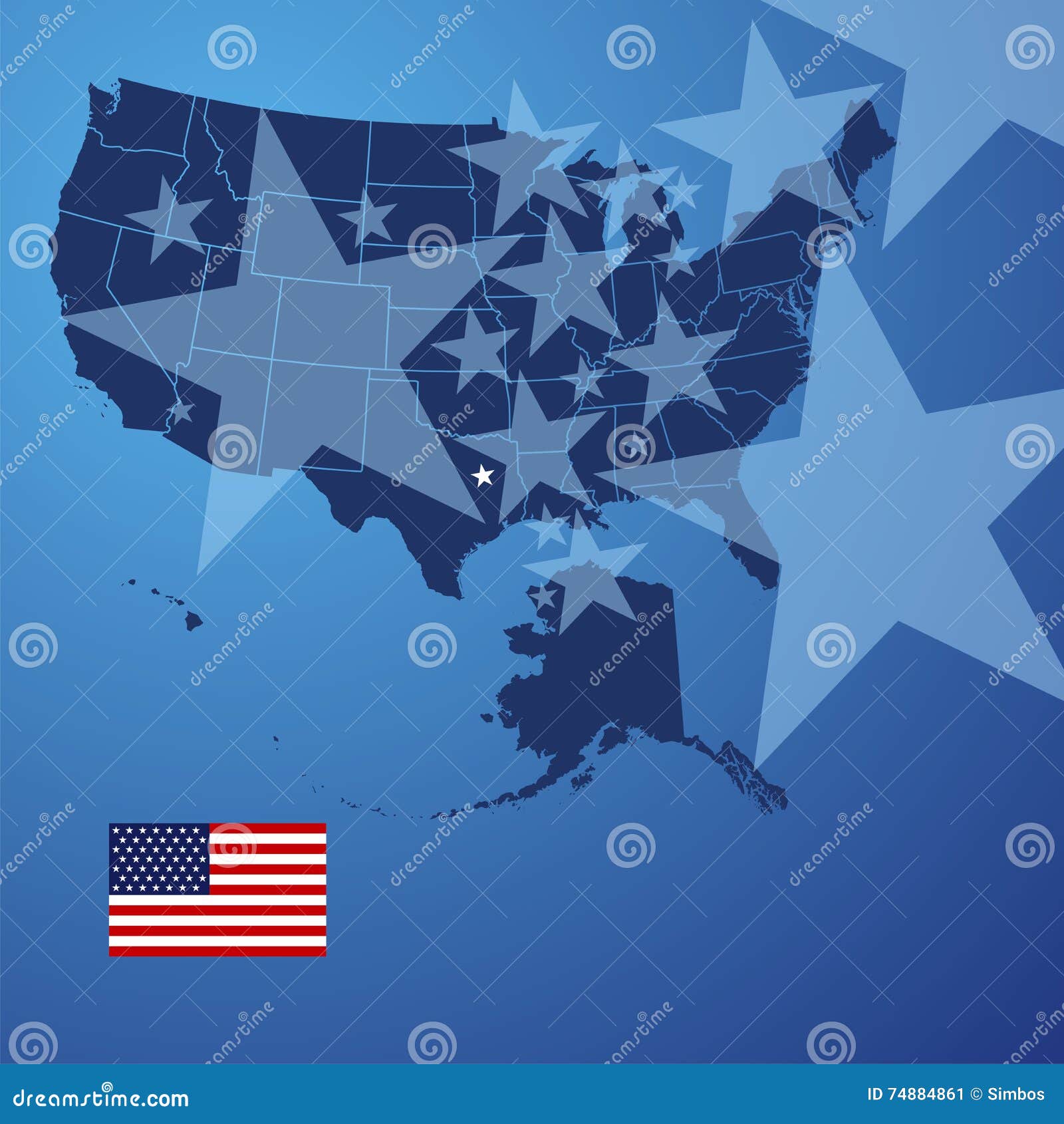 US map stars cover vector stock vector. Illustration of connecticut ...