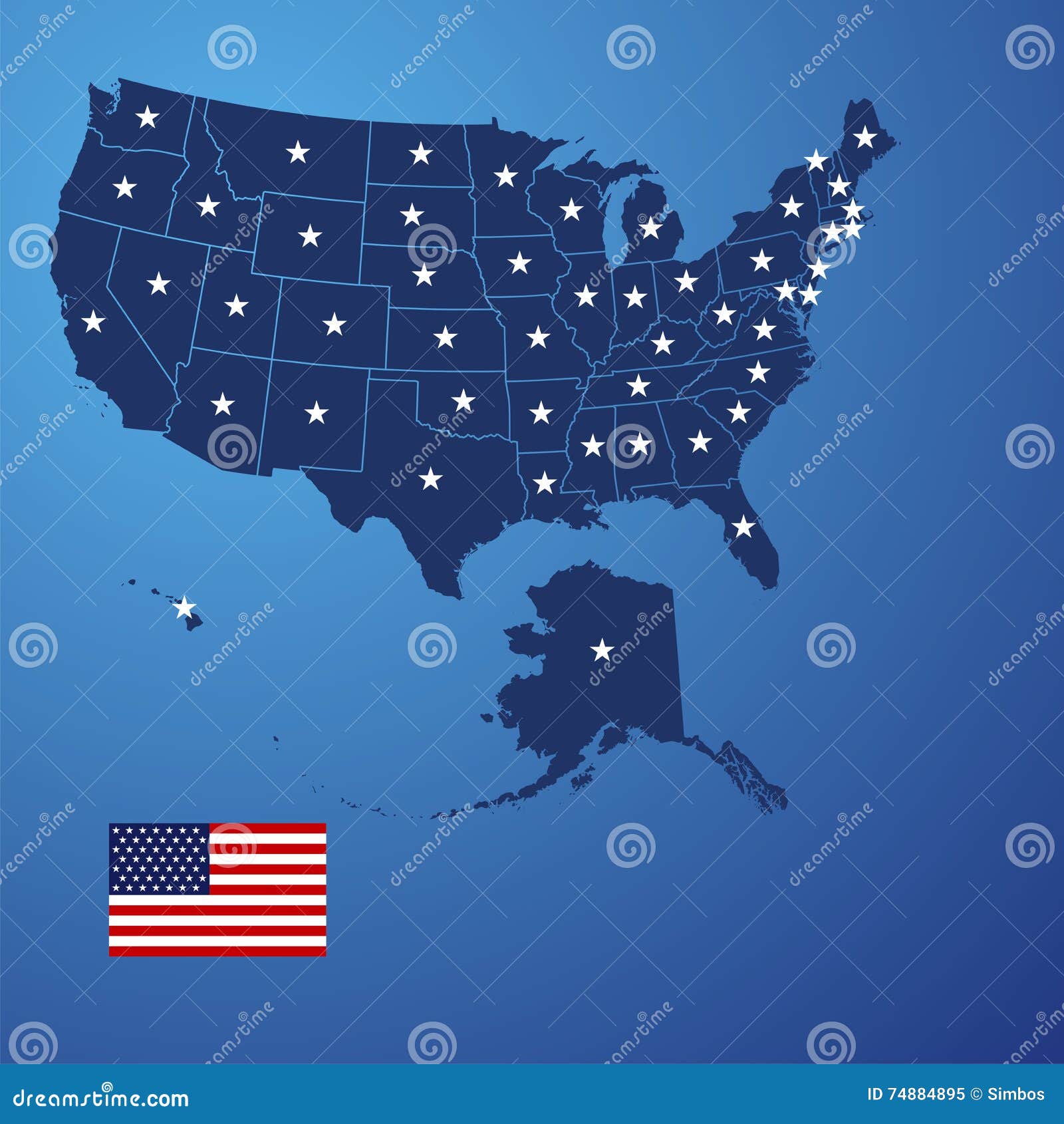 US map stars vector stock vector. Illustration of hawaii - 74884895