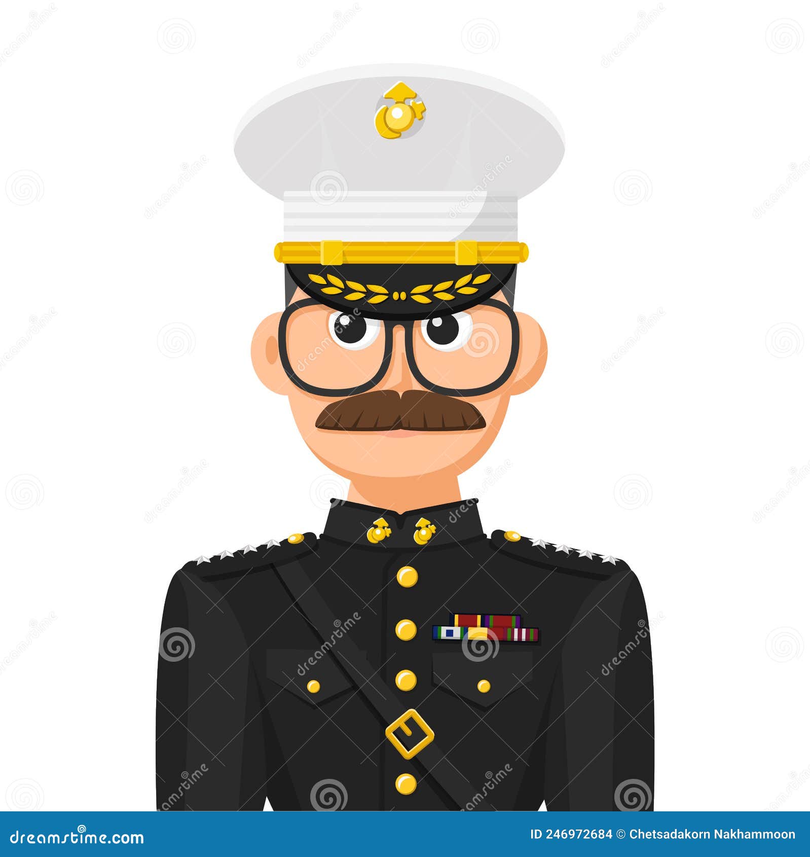 US Marine Commander in Simple Flat Vector. Stock Vector - Illustration ...