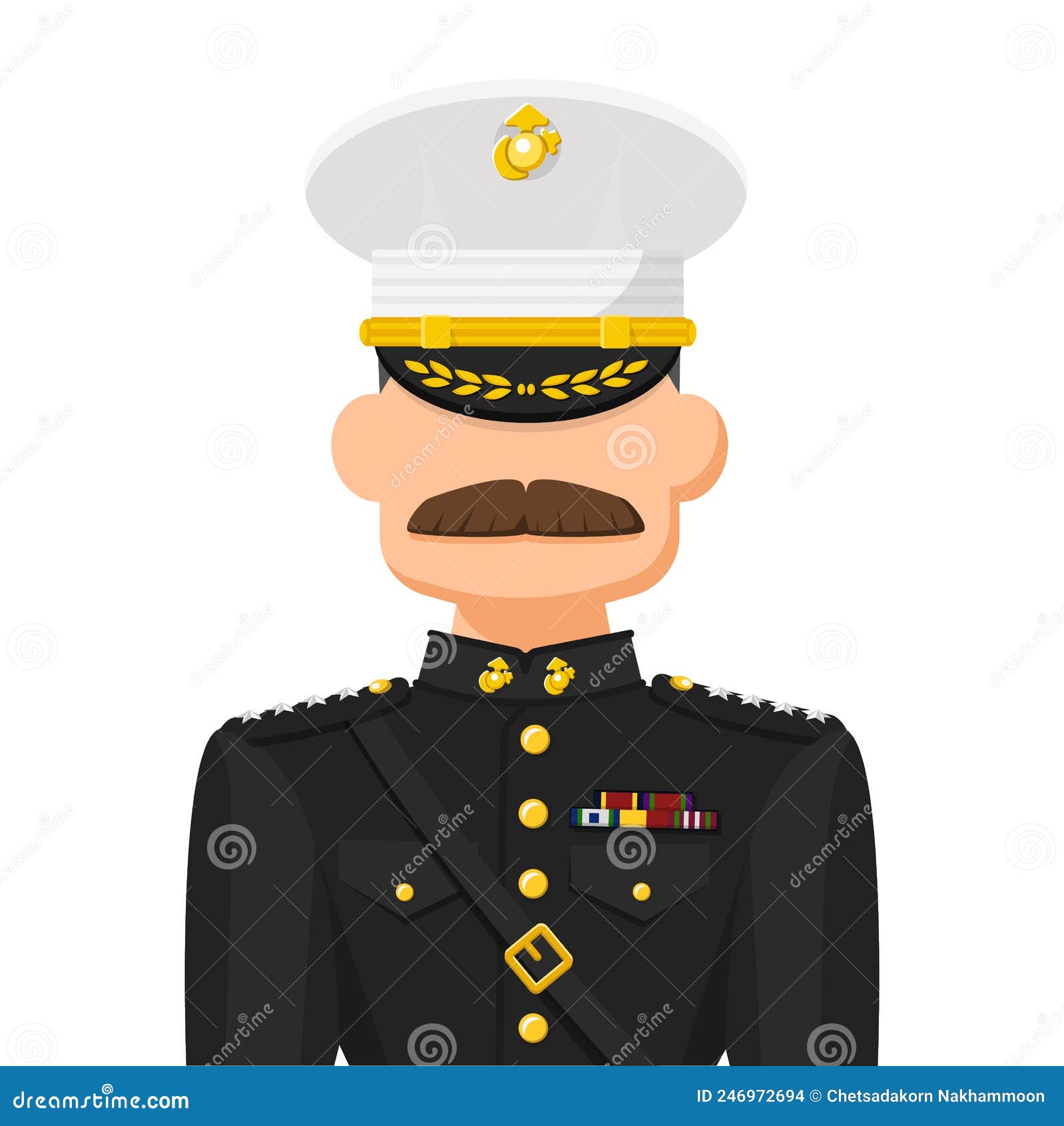 US Marine Commander in Simple Flat Vector. Stock Vector - Illustration ...