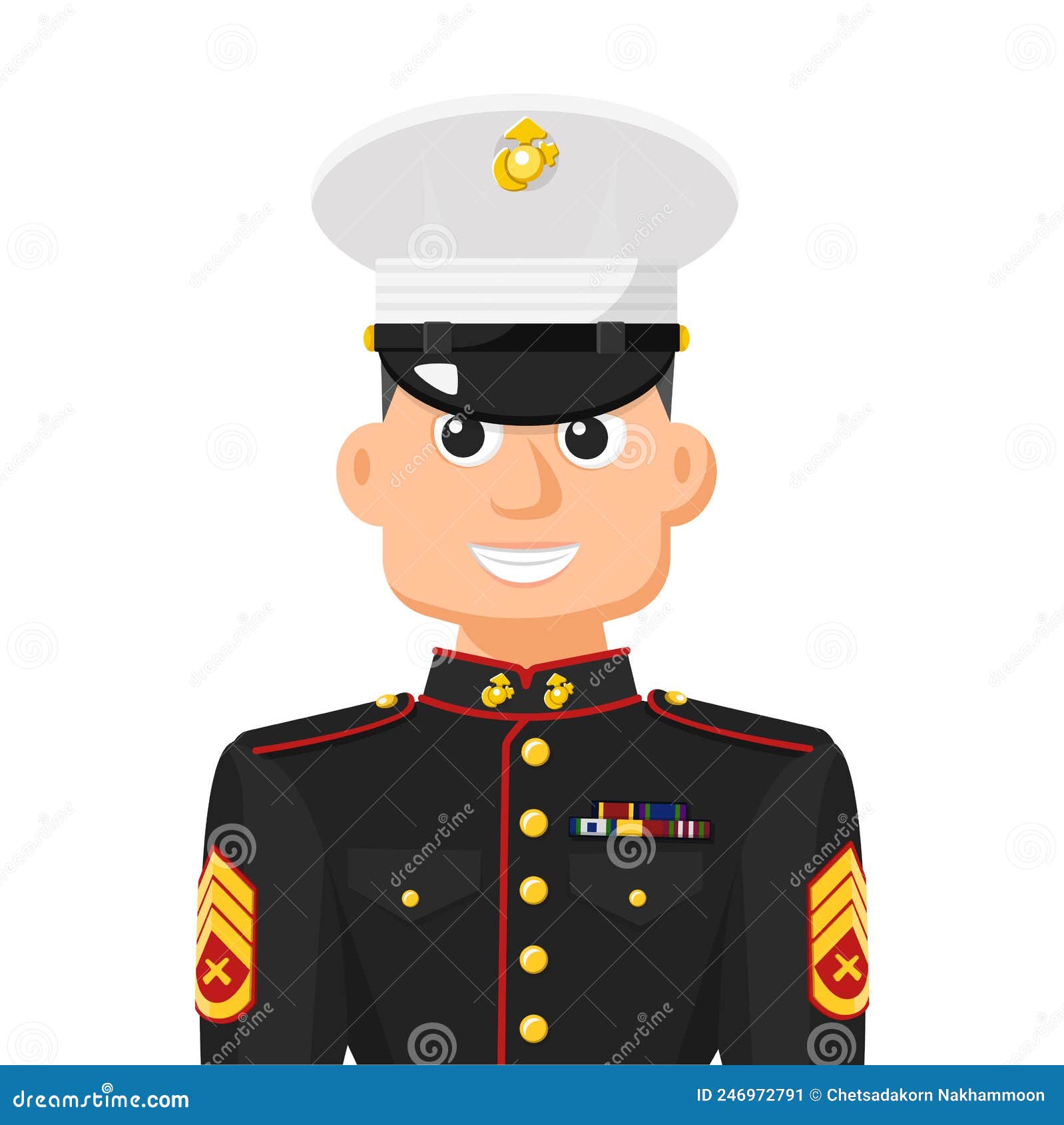 US Marine Sergeant In Simple Flat Vector. | CartoonDealer.com #246972791