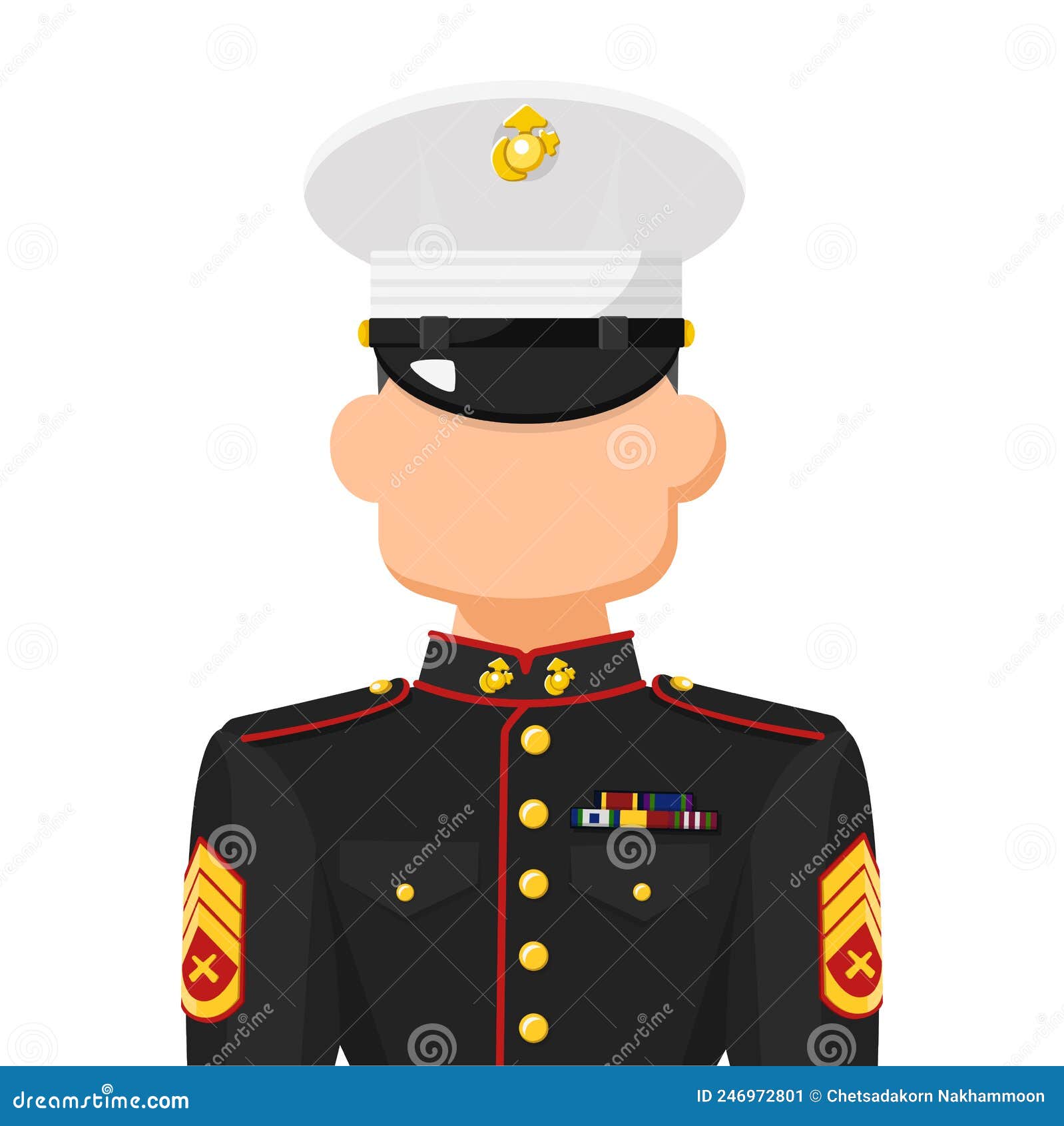 US Marine Sergeant in Simple Flat Vector. Stock Vector - Illustration ...