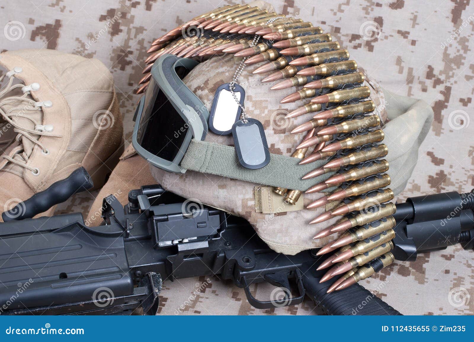 US Marines Background Concept With Machine Gun Stock Photography ...