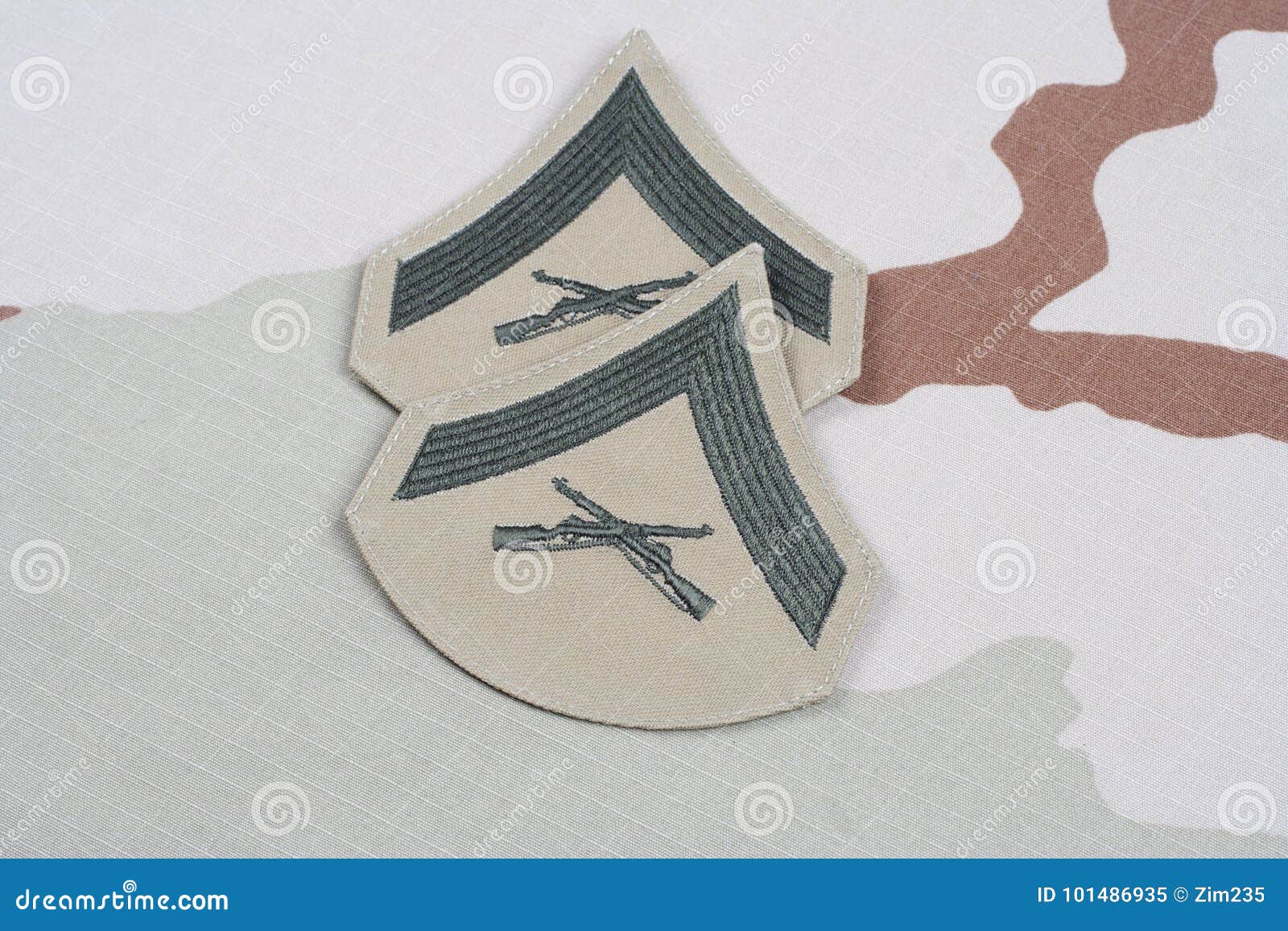 US MARINES Lance Corporal Rank Patch on Desert Uniform Stock Image ...