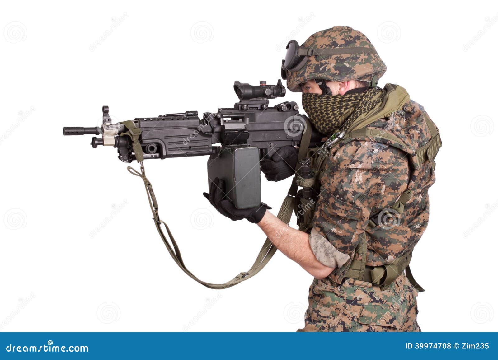 US MARINES with M249 Machine Gun Stock Photo - Image of american, cammo ...