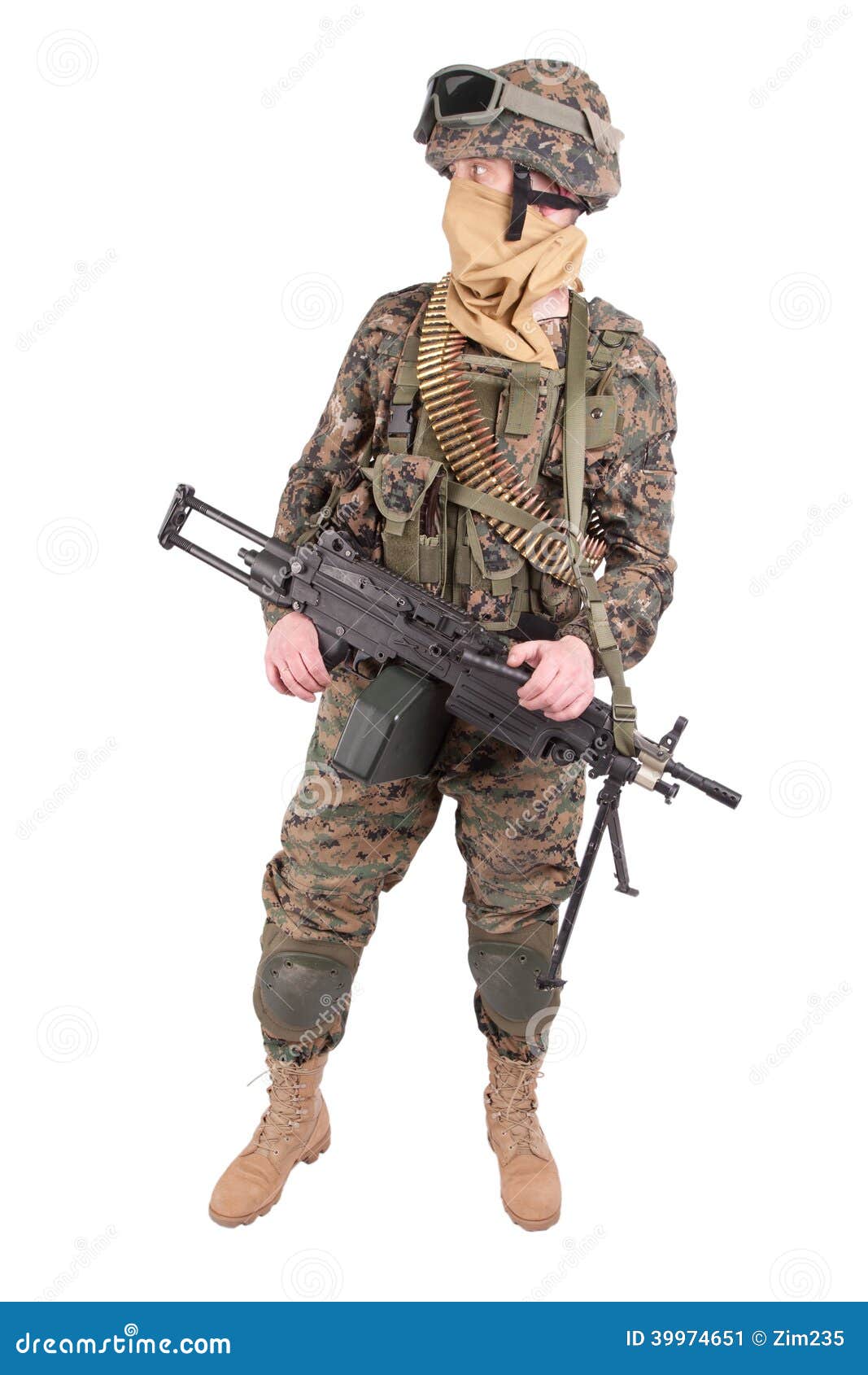 US MARINES with M249 Machine Gun Stock Image - Image of infantry ...
