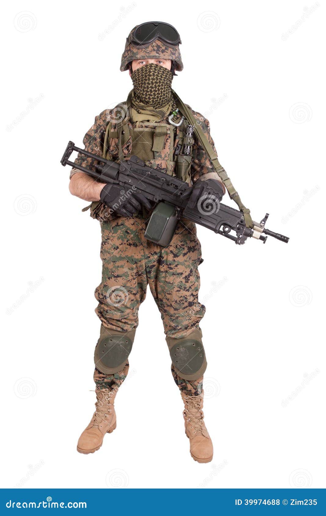 US MARINES with M249 Machine Gun Stock Photo - Image of machine, armed ...