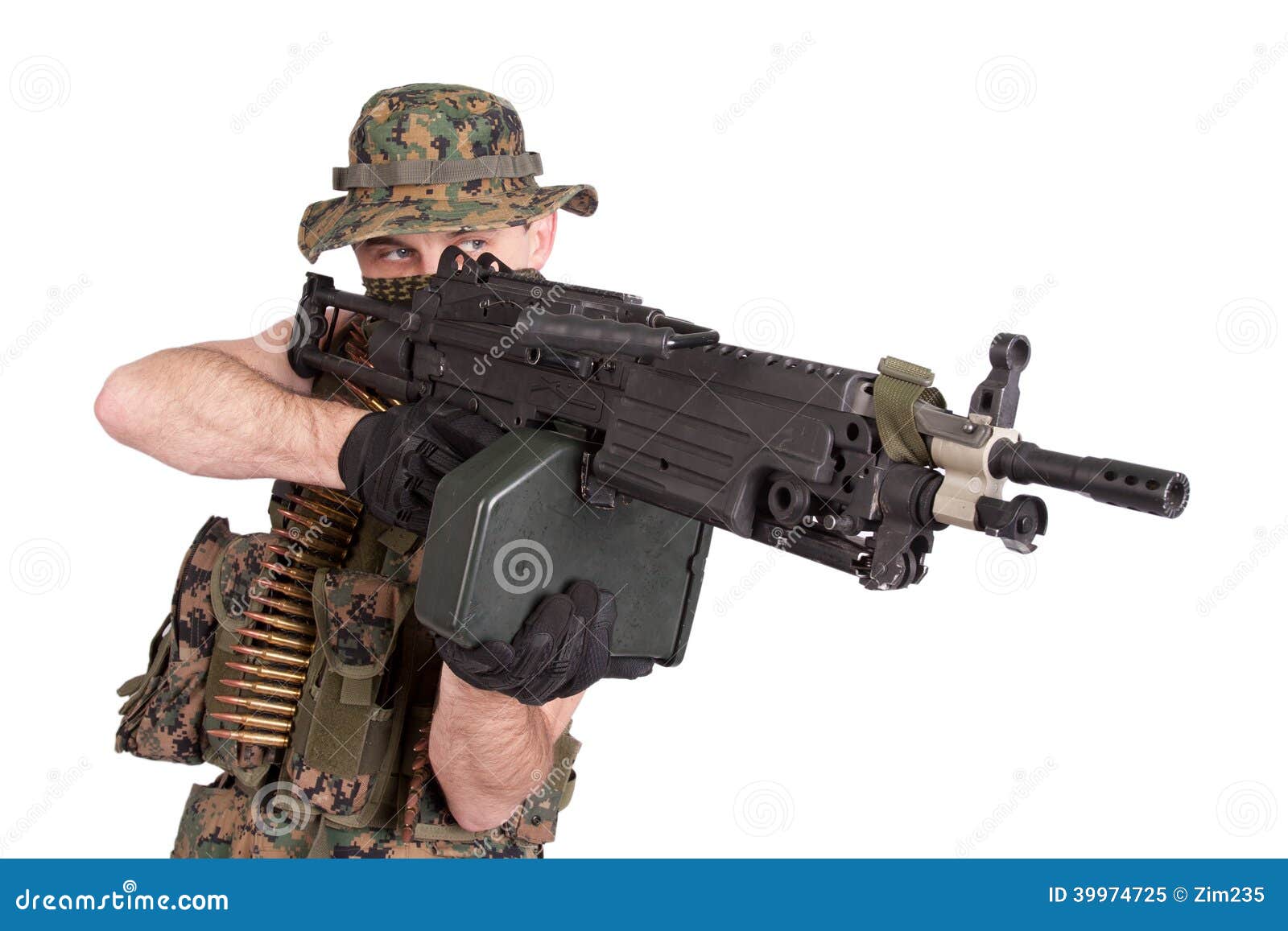 US MARINES with M249 Machine Gun Stock Image - Image of usmc, combat ...