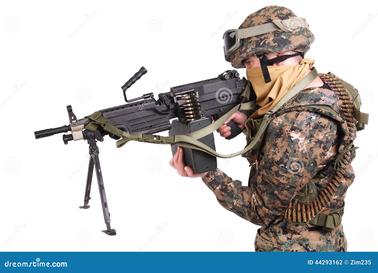 US MARINES with M249 Machine Gun Stock Photo - Image of machine ...