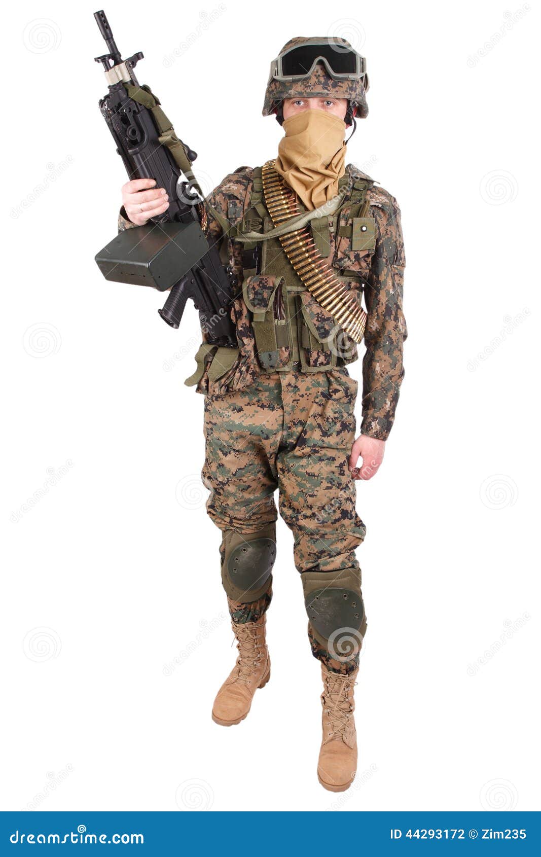US MARINES with M249 Machine Gun Stock Photo - Image of marpat ...