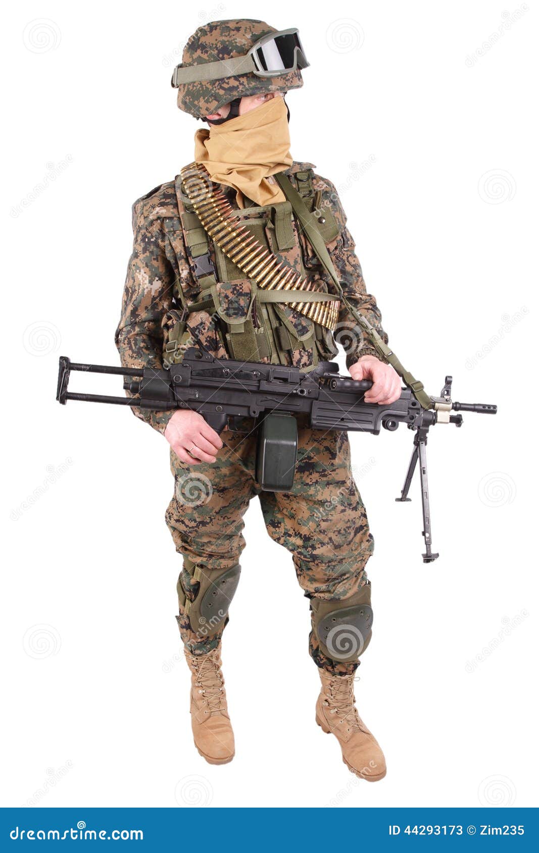 US MARINES with M249 Machine Gun Stock Image - Image of goggles ...