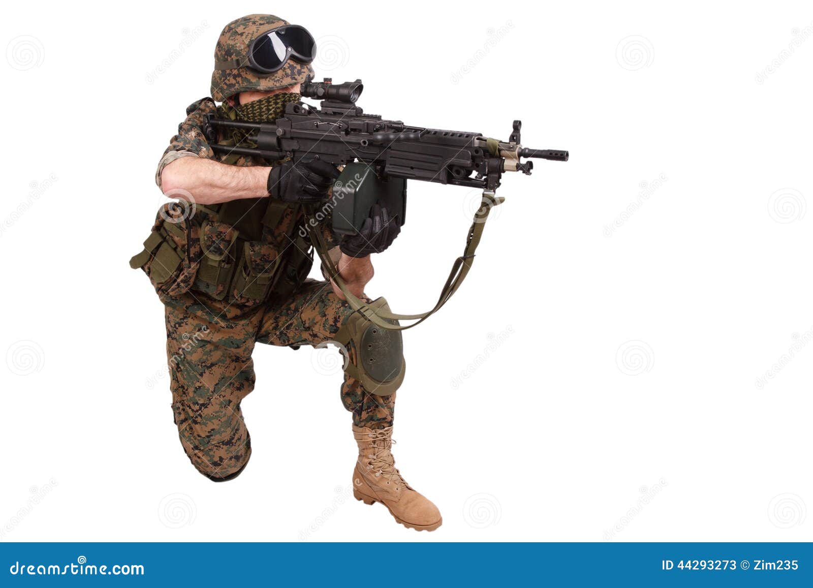 US MARINES with Machine Gun Stock Image - Image of machine, combat ...