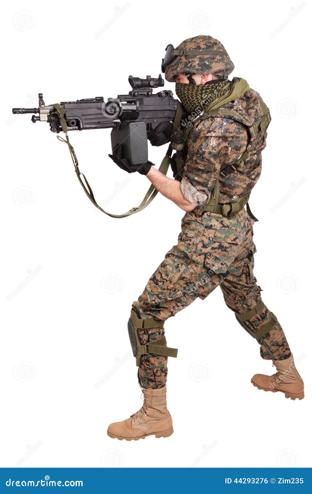 US MARINES with Machine Gun Stock Photo - Image of m249, american: 44293276