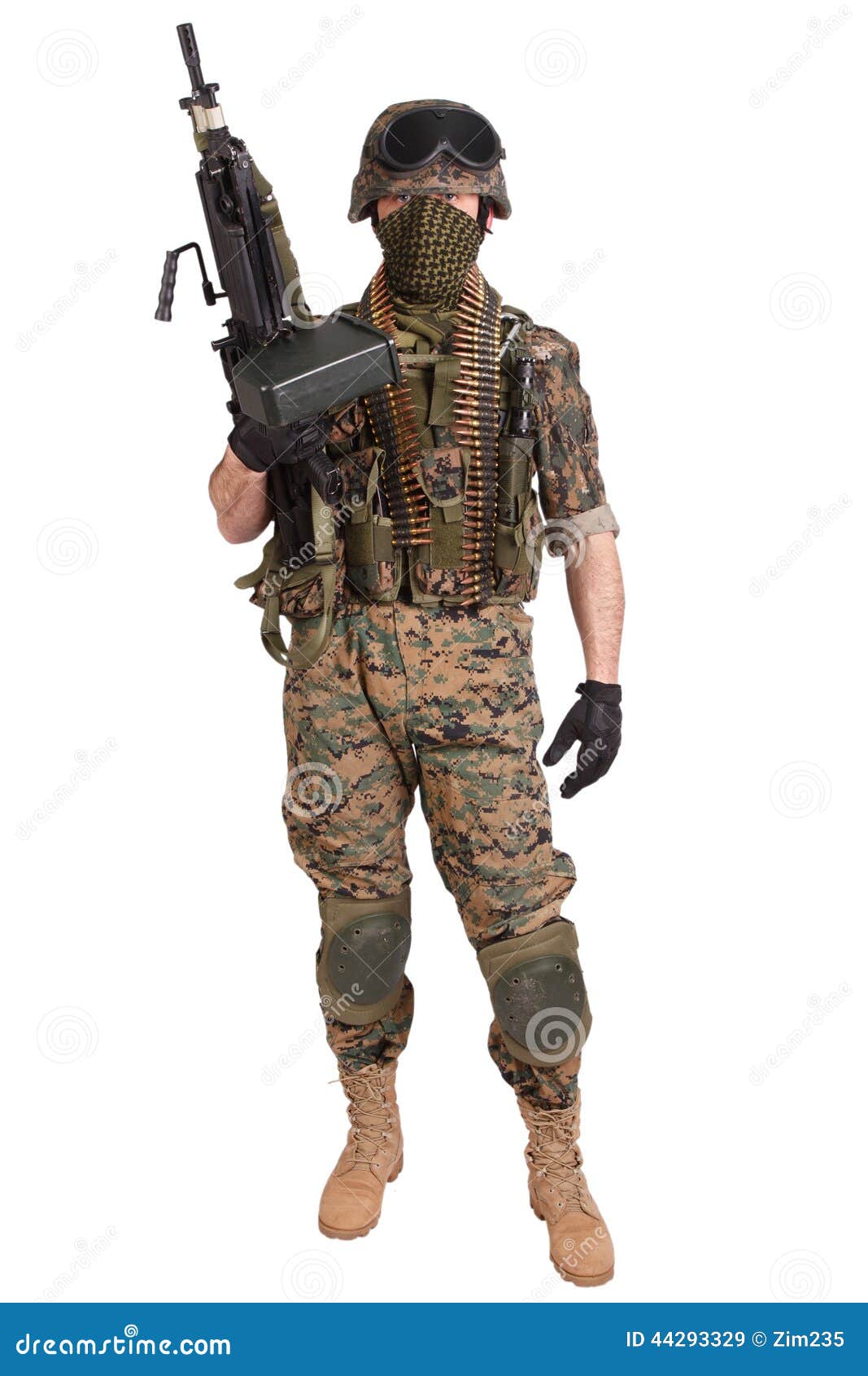 US MARINES with Machine Gun Stock Image - Image of service, goggles ...