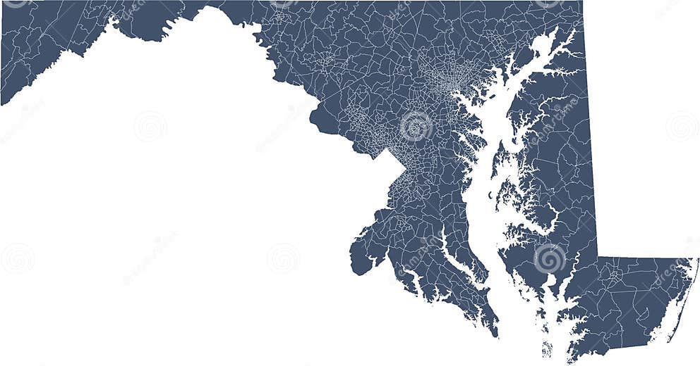 US Maryland State Map with Census Tracts Boundaries Stock Vector - Illustration of presentation ...