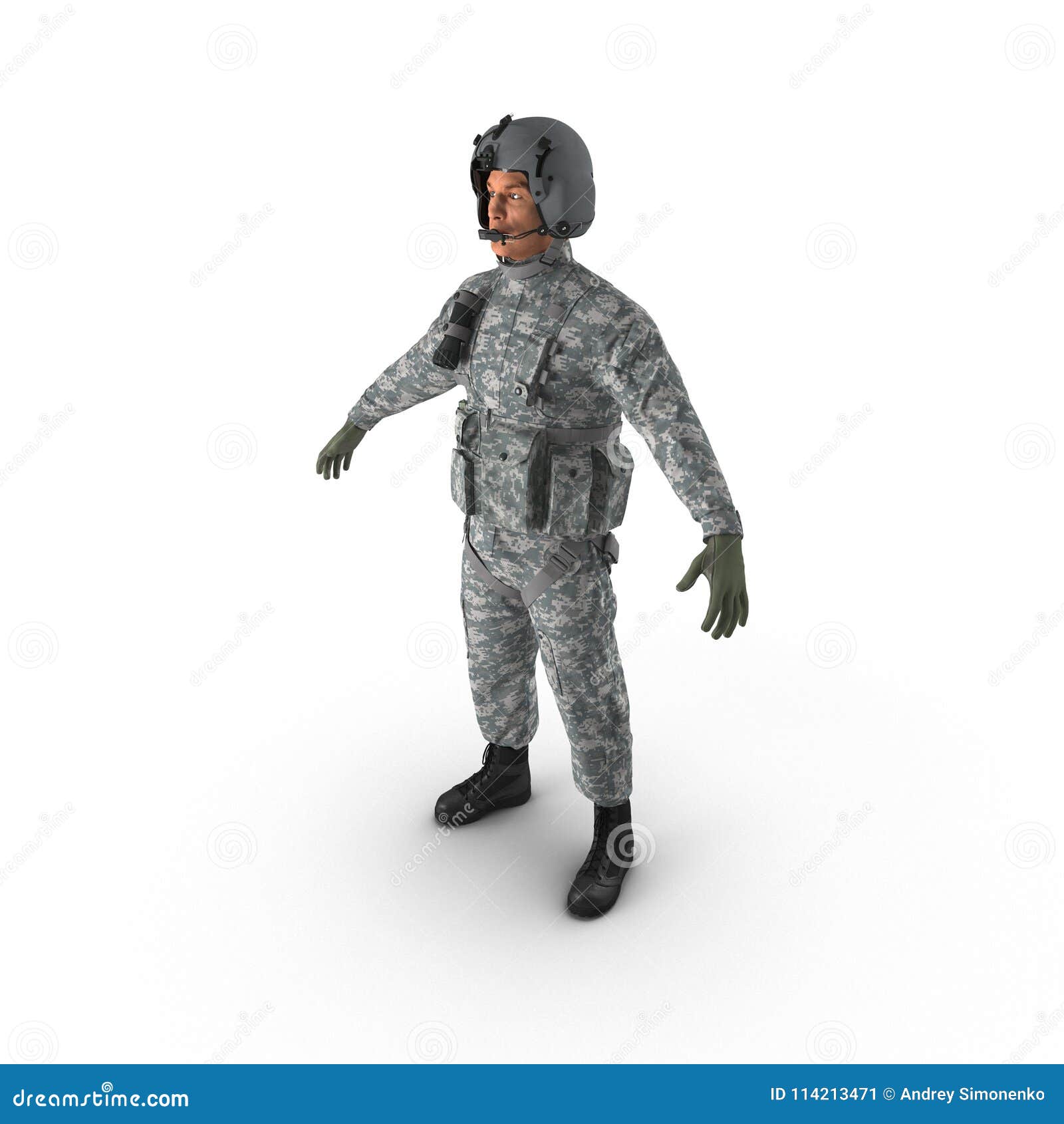 US Military Pilot on White. 3D Illustration Stock Illustration ...
