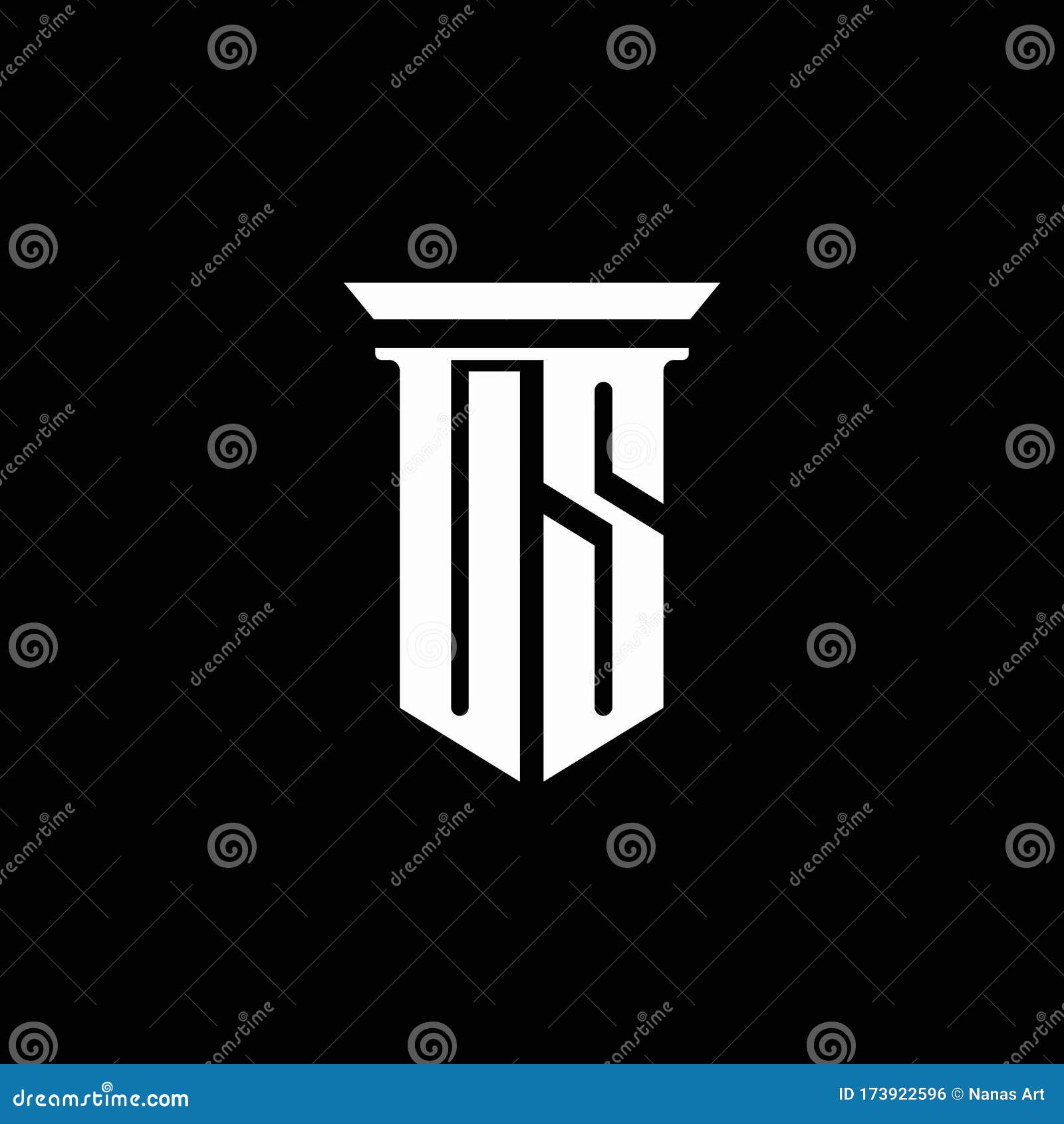 US Monogram Logo with Emblem Style Isolated on Black Background Stock ...