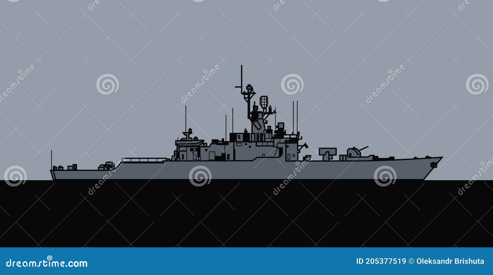 US Navy Bronstein Class Frigate. Stock Vector - Illustration of cannon ...