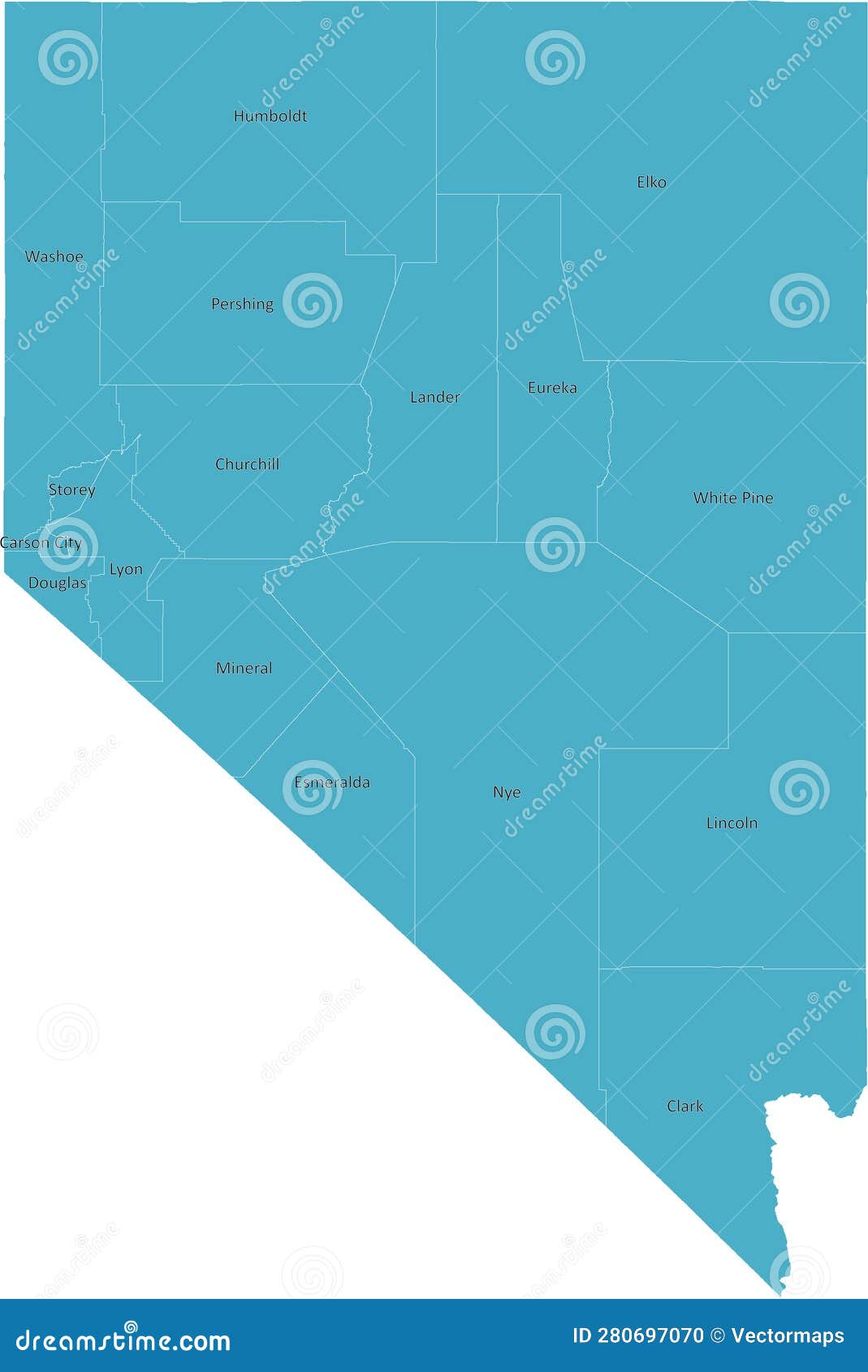 US Nevada county map stock vector. Illustration of vector - 280697070