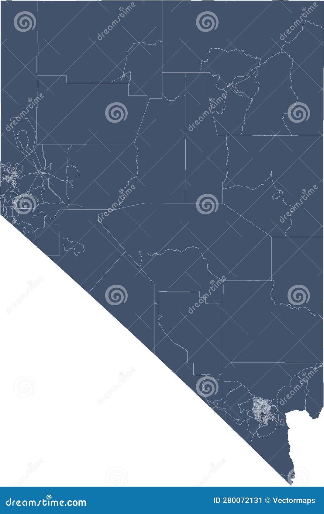 US Nevada State Map With Census Tracts Boundaries Cartoon Vector ...