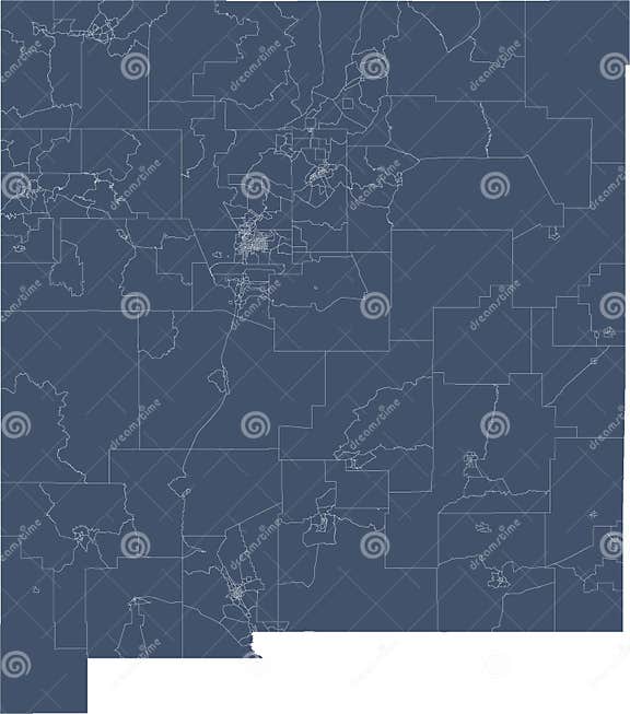 US New Mexico State Map with Census Tracts Boundaries Stock Vector ...