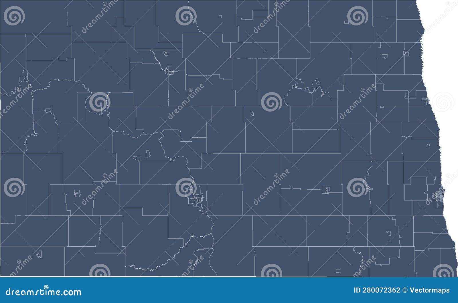 US North Dakota State Map with Census Tracts Boundaries Stock Vector ...
