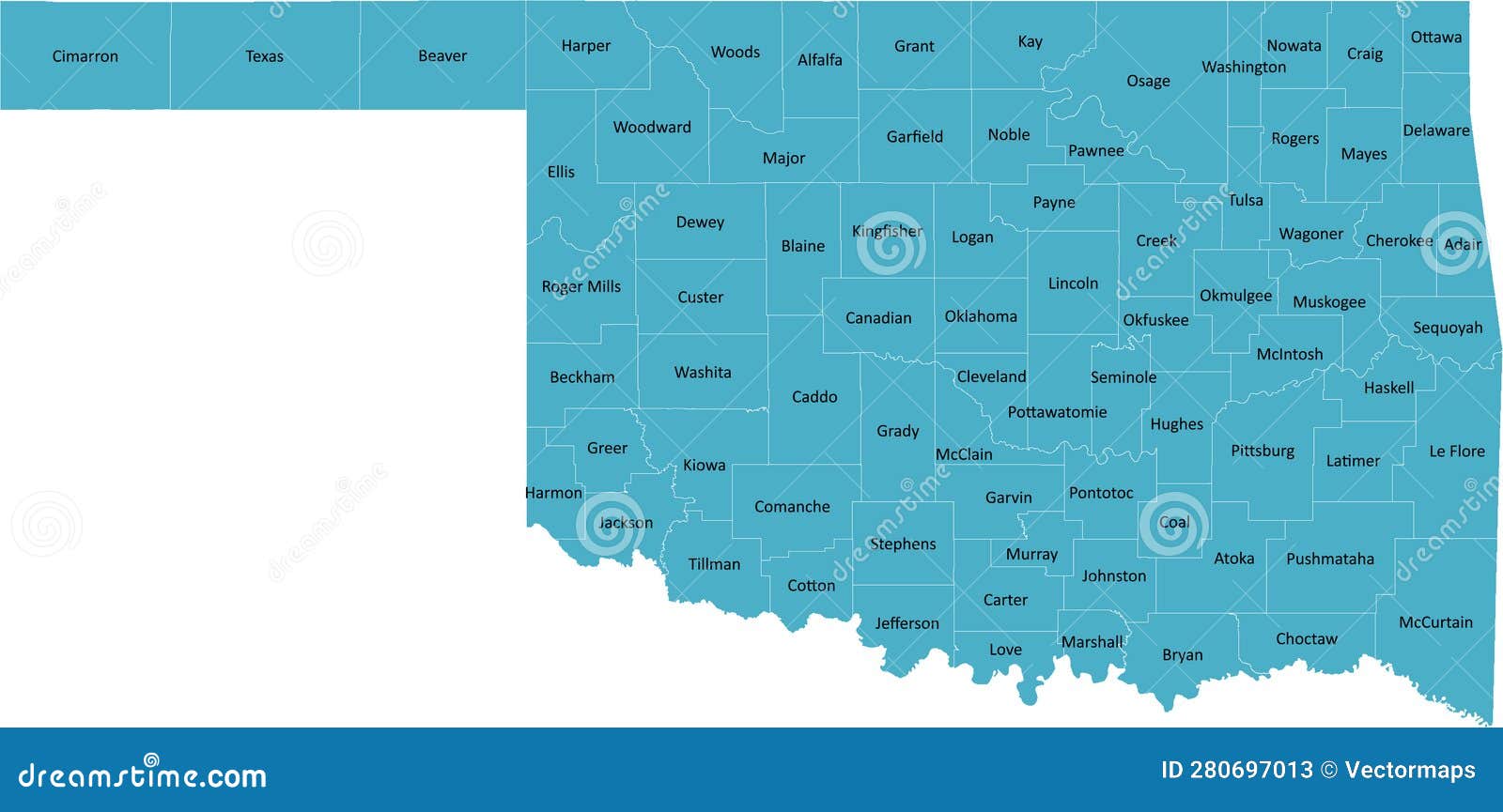 US Oklahoma county map stock vector. Illustration of diagram - 280697013