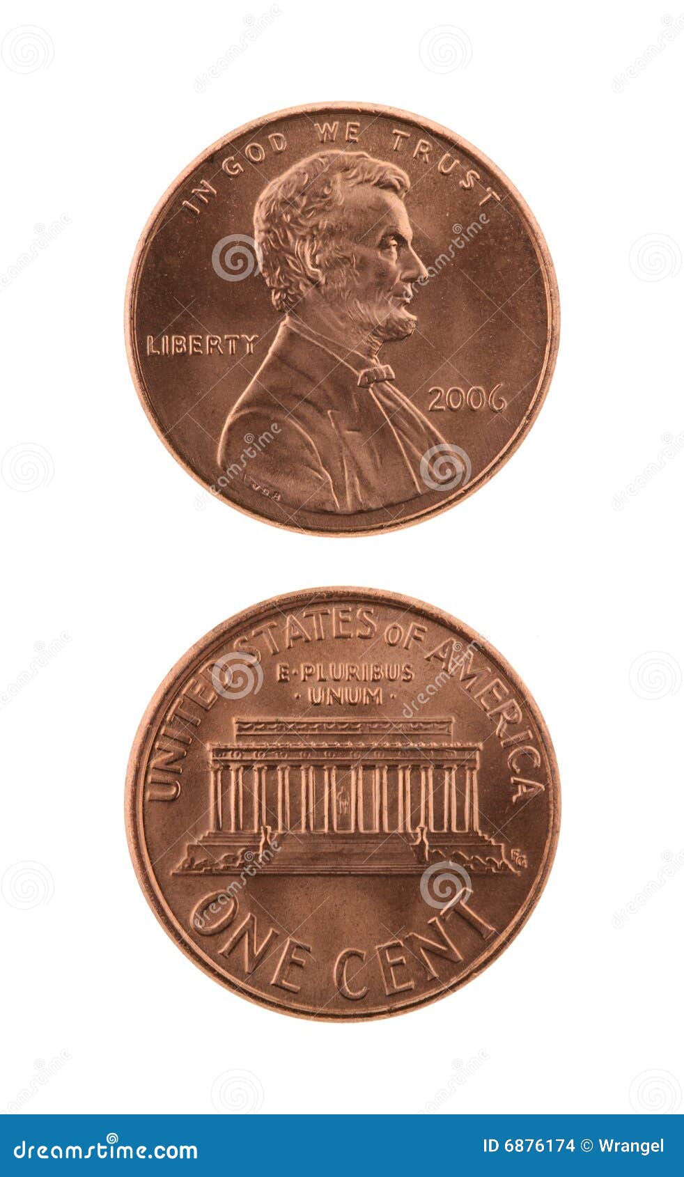 US One Cent Coin Isolated on White Stock Photo - Image of lincoln ...