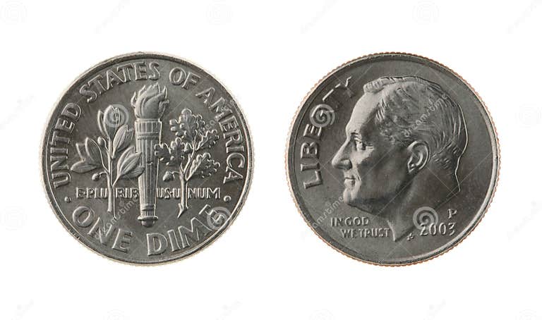 US One Dime Coin Isolated on White Stock Photo - Image of numismatic ...