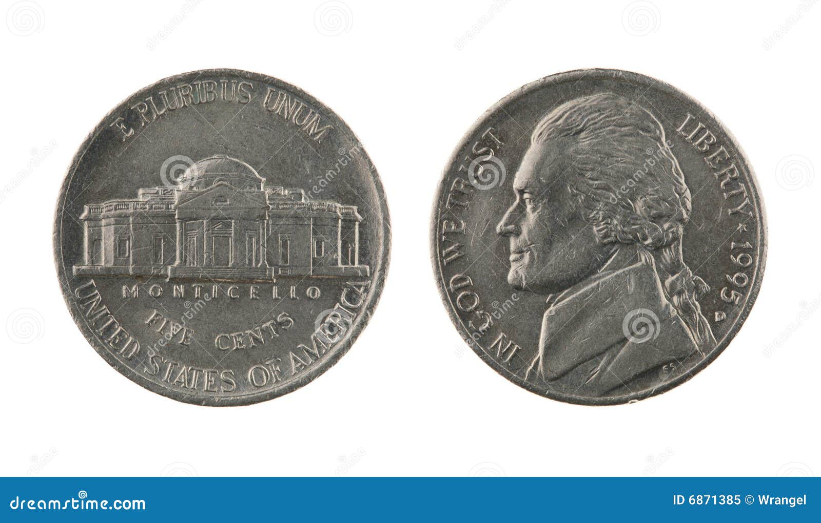 US One Nickel Coin Isolated On White Stock Image - Image of business ...