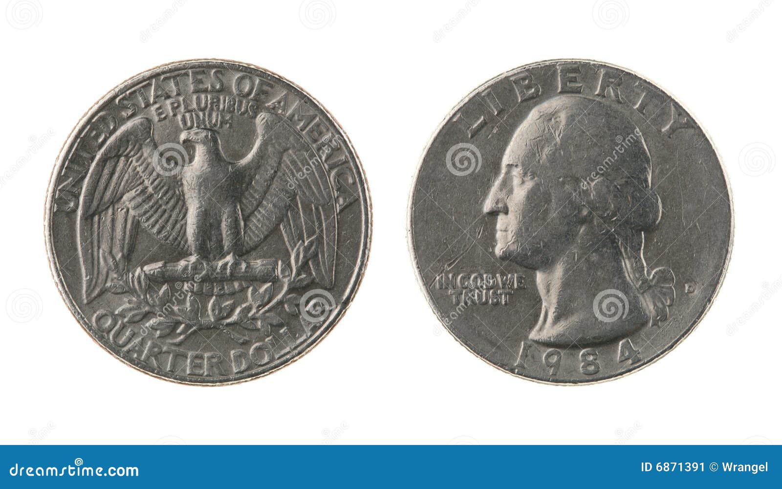 US One Quarter Coin Isolated on White Stock Image - Image of money ...