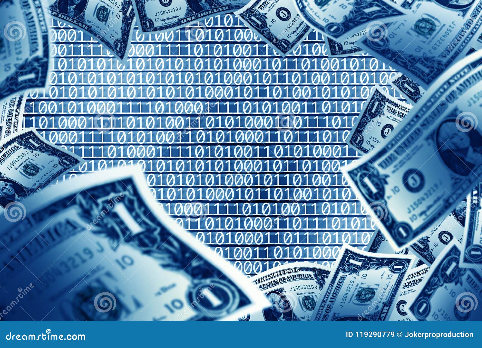 Us Paper Currency and Binary Code Stock Image - Image of bill, banking ...