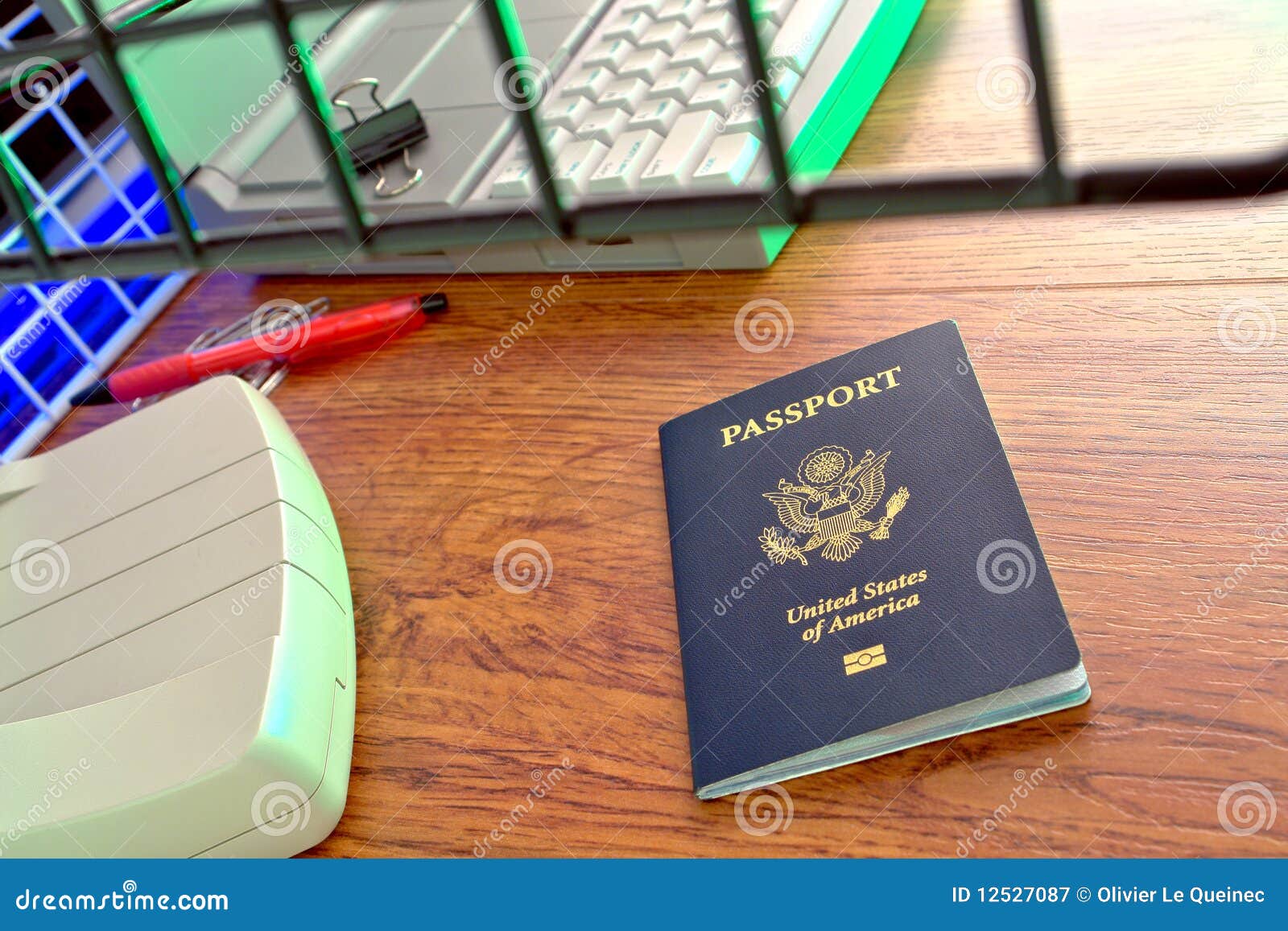 US Passport at Foreign Immigration Customs Counter Stock Image - Image ...