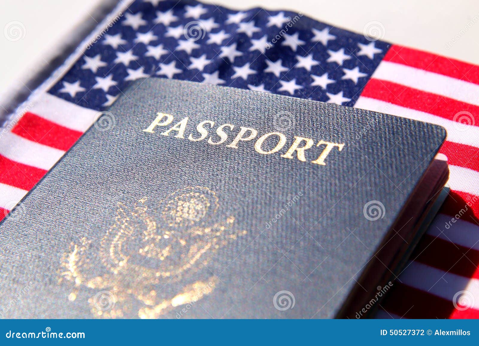 US Passport Over a Red, White and Blue Flag Stock Photo - Image of ...