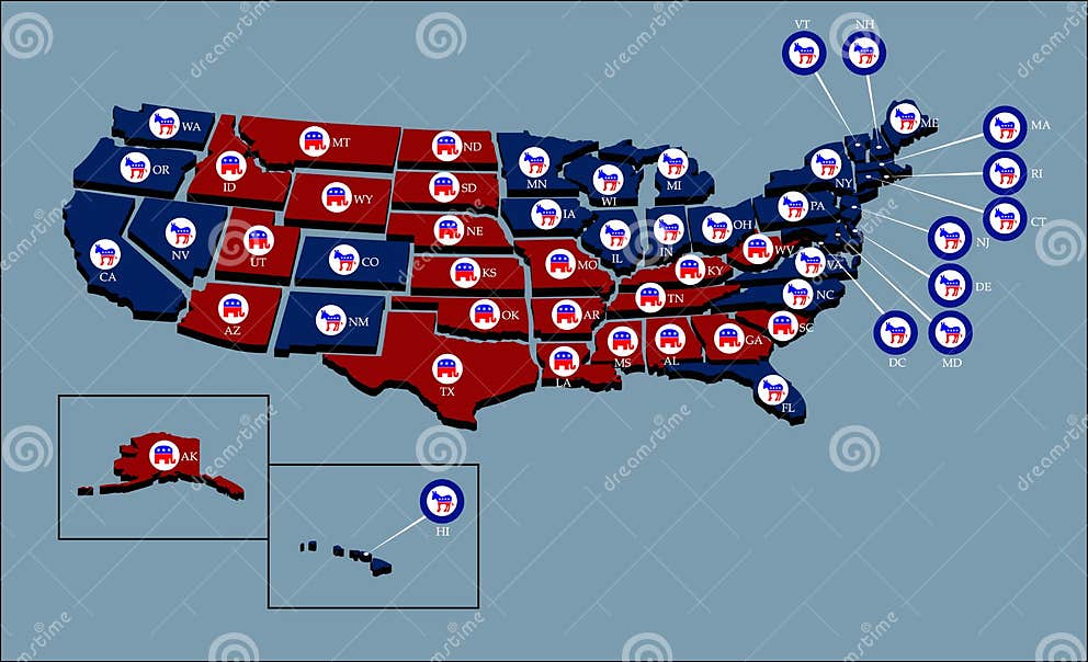 US Political Map editorial stock image. Illustration of election - 26600459