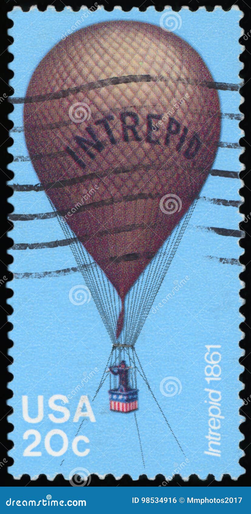 US Postage stamp - Balloon editorial photo. Image of graph - 98534916