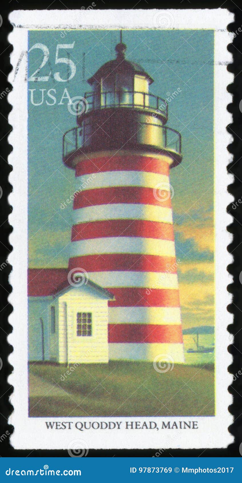 US Postage Stamp - Lighthouse Editorial Stock Image - Image of ...
