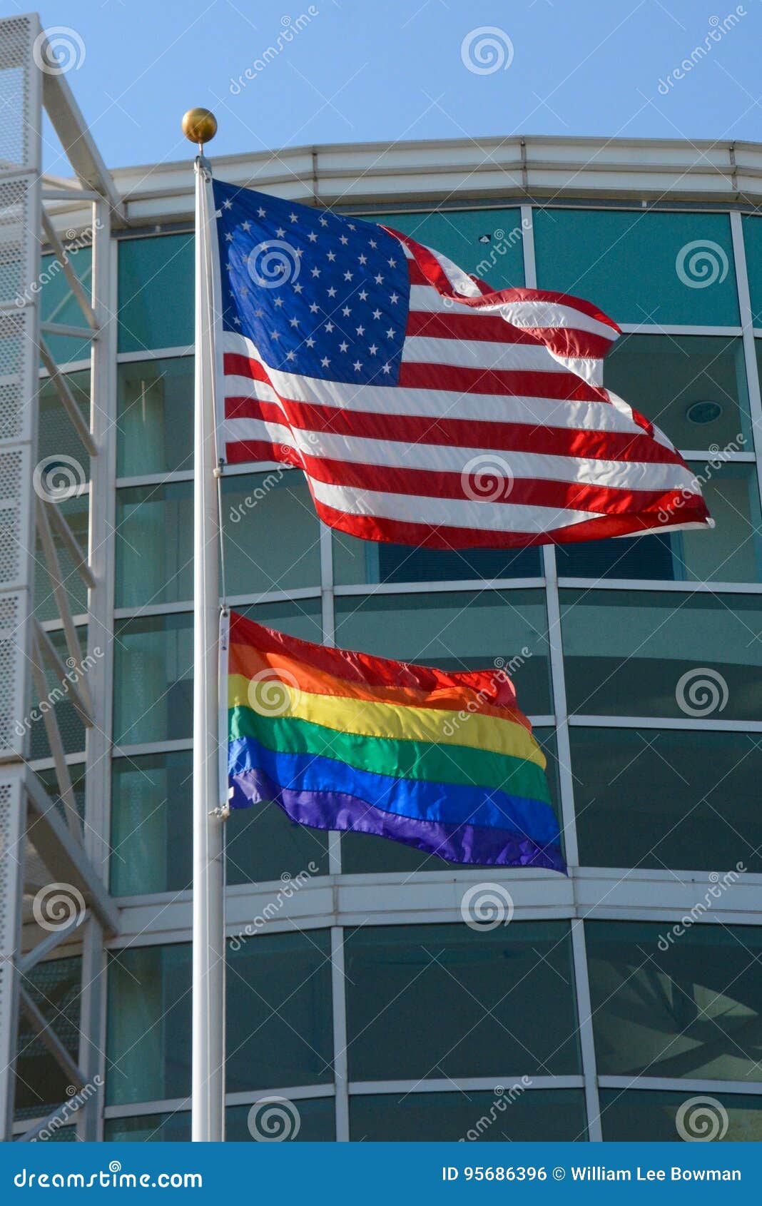 US and Rainbow Flags stock photo. Image of pride, rainbow - 95686396