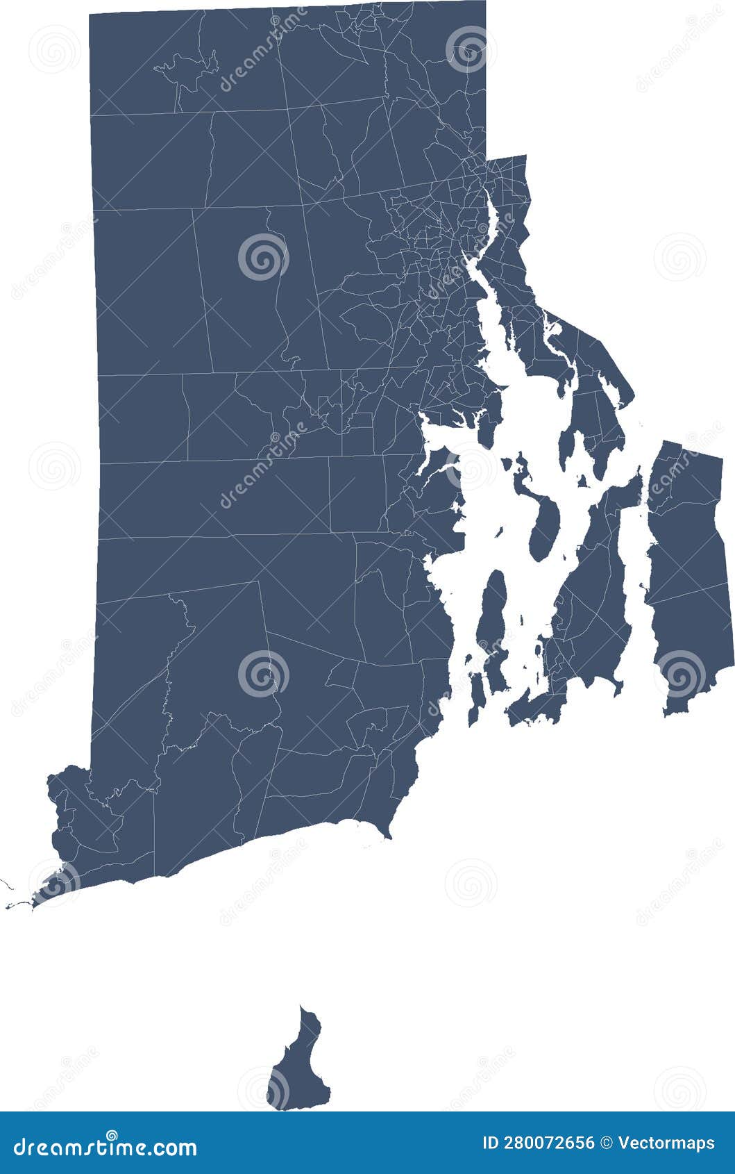 US Rhode Island State Map With Census Tracts Boundaries Vector ...