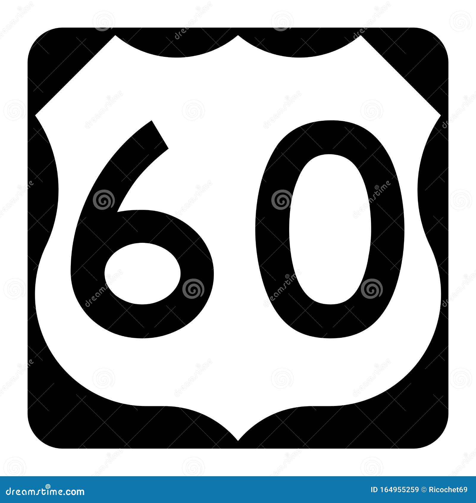 US route 60 sign stock illustration. Illustration of history - 164955259
