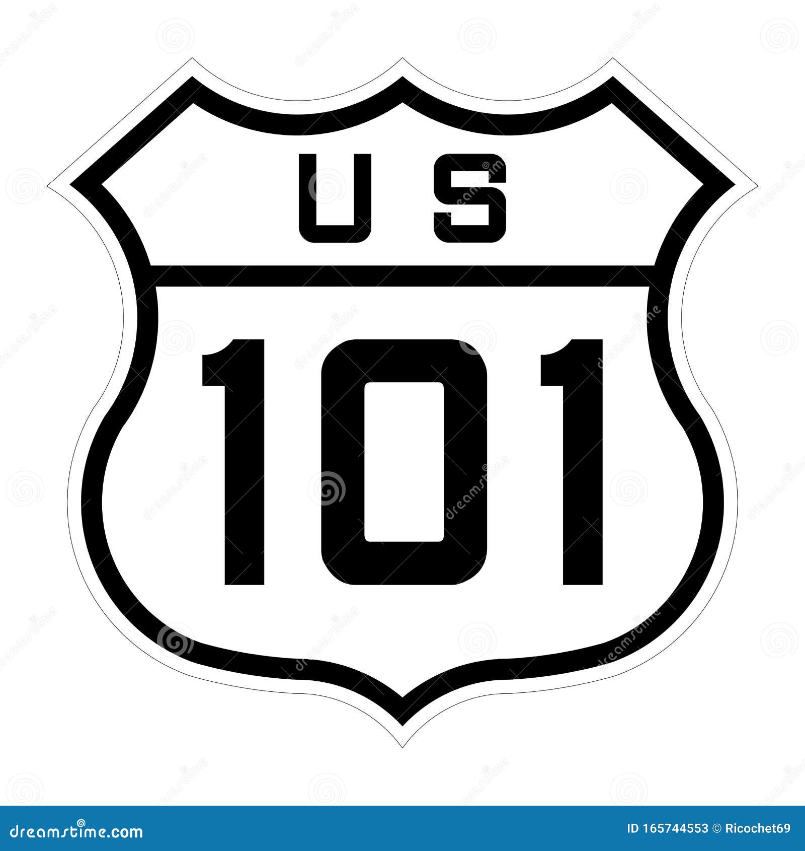 US route 101 sign stock illustration. Illustration of roadside - 165744553